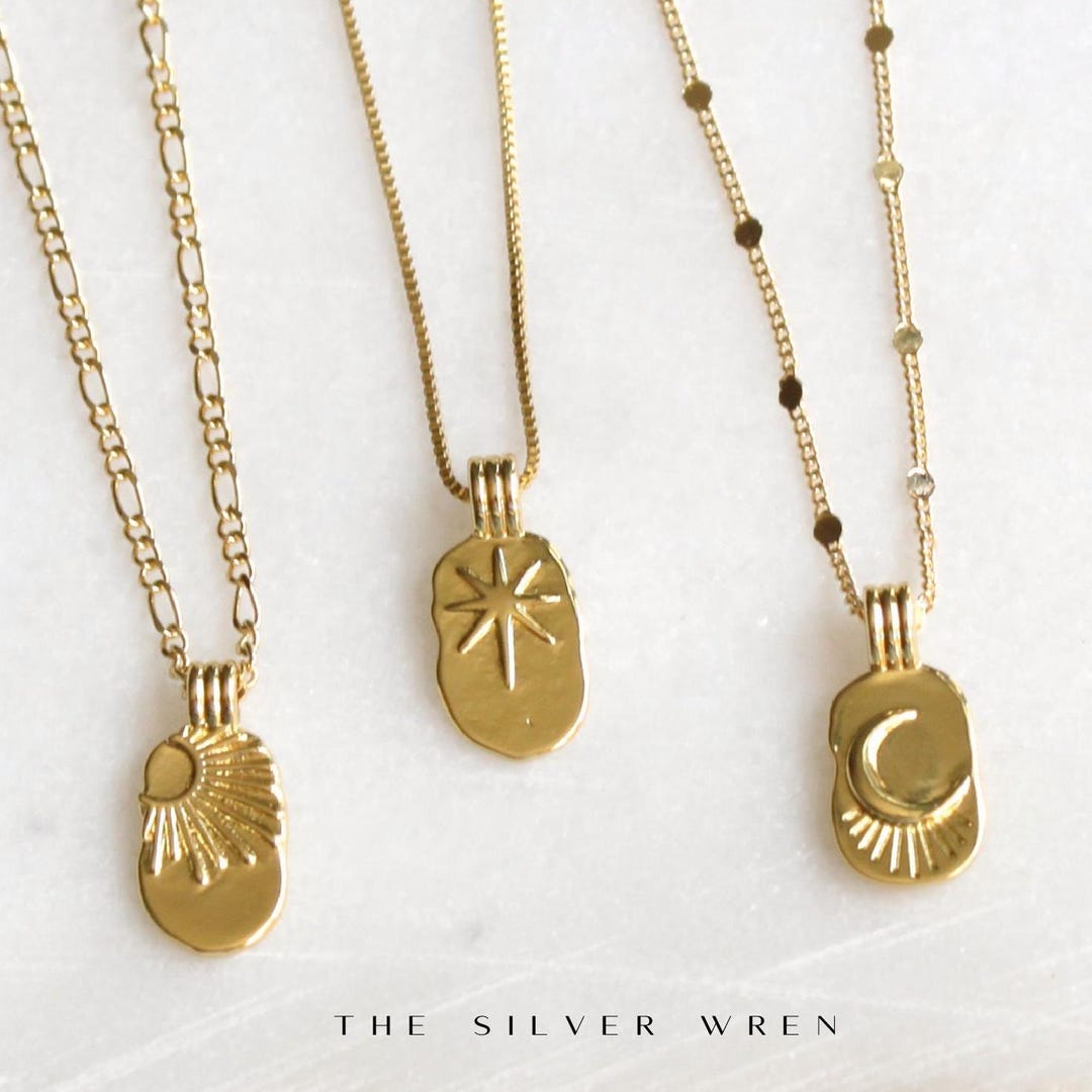 Layering Necklace, Celestial Pendant Necklace, Gold Pendant Necklace ...