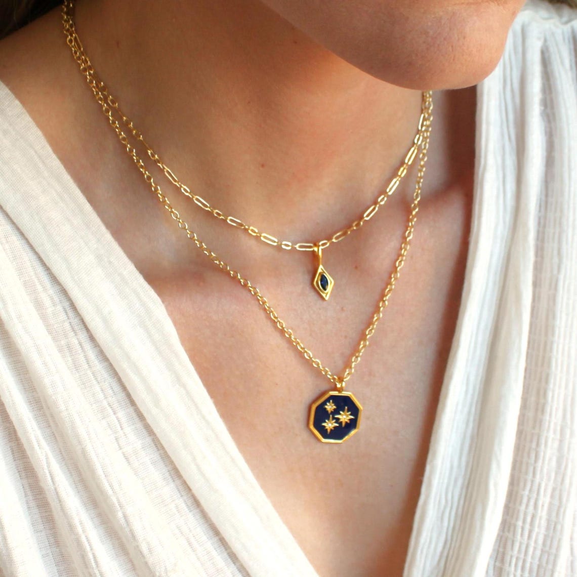 Starry Sky Necklace, Symbol of Protection, Pendant Gold Necklace ...