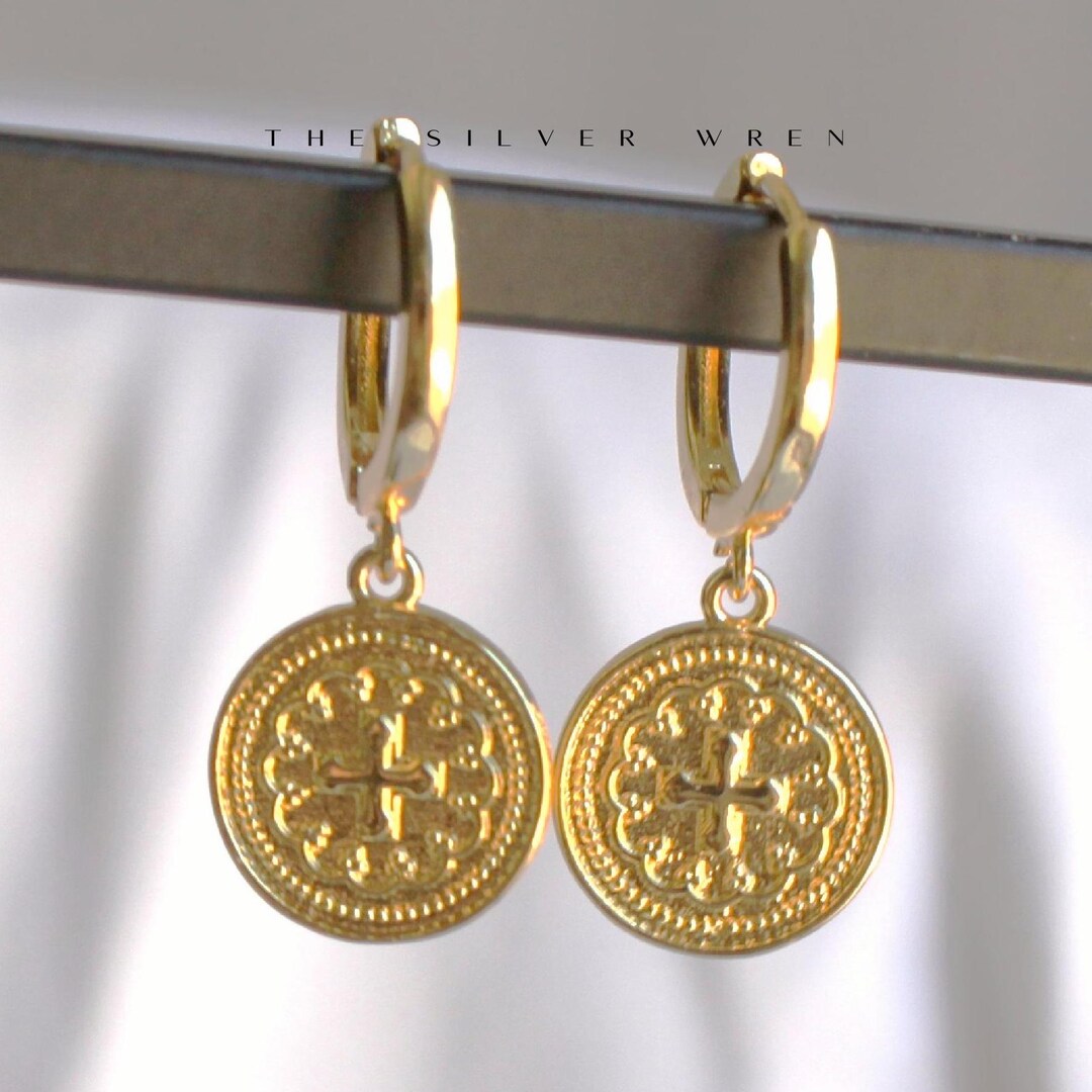 Gold Filled Coin Hoop Earrings: Handmade Dangle Jewelry - Etsy