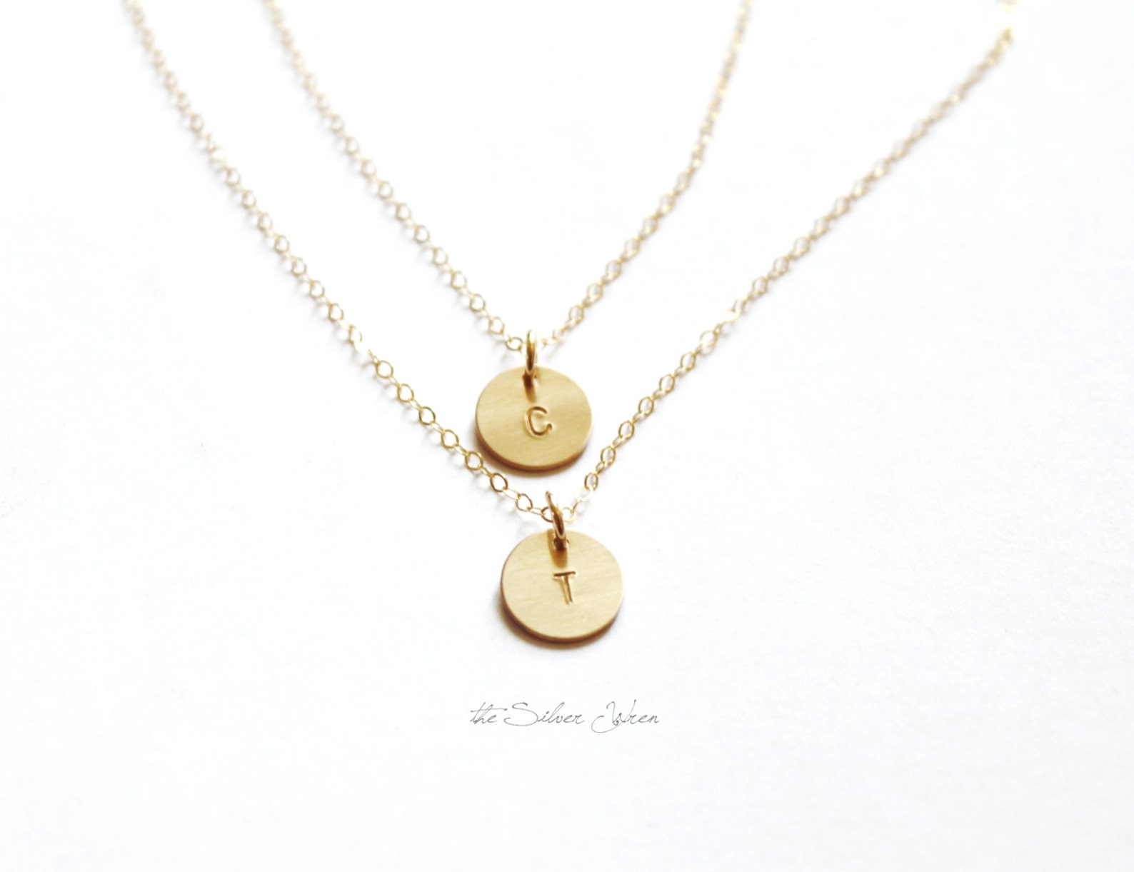 Layered Initial Necklace Set, Personalized Necklace, Silver, Rose or ...