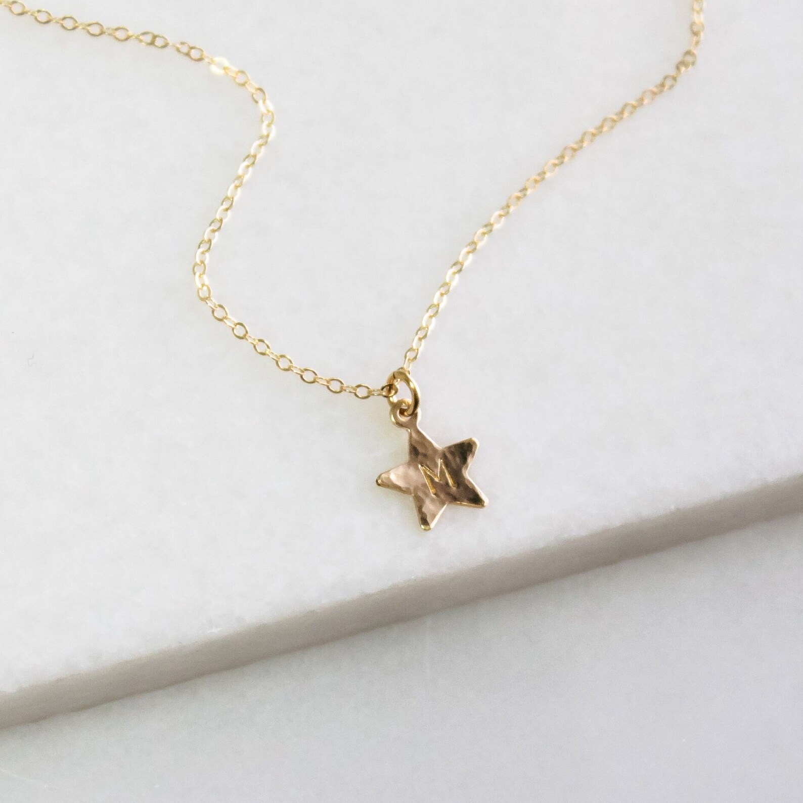 TINY Star Initial Necklace Dainty Initial Necklace Silver or - Etsy