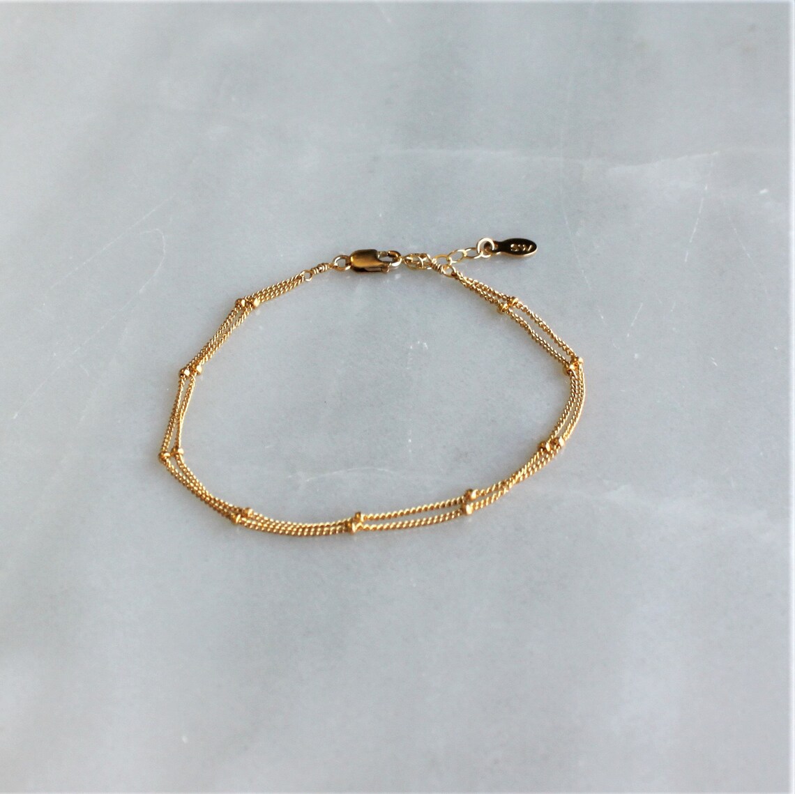 Double Chain Bracelet Silver or Gold Chain Bracelet - Etsy