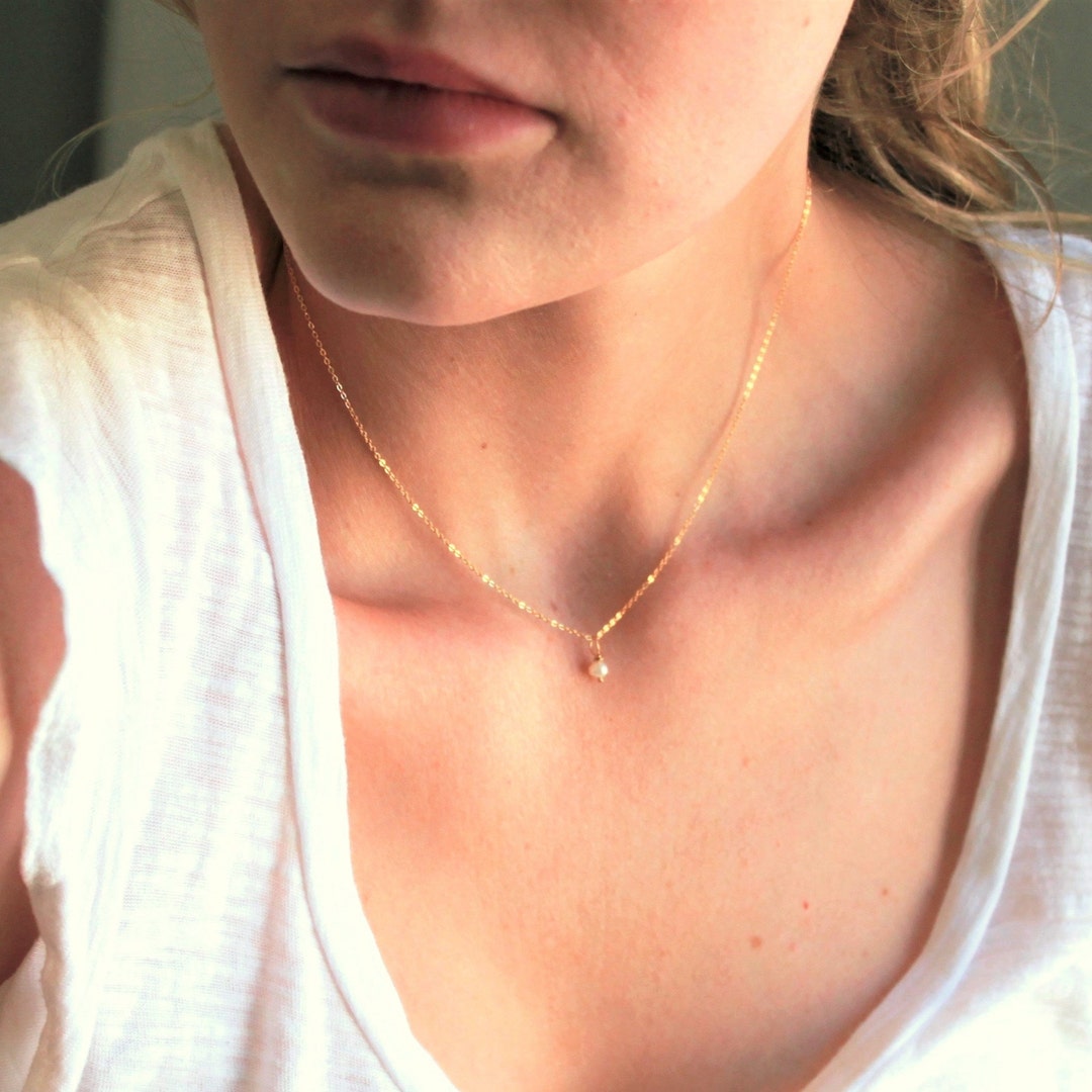 Ultra TINY Pearl Necklace Dainty Necklace Jewelry Necklace - Etsy