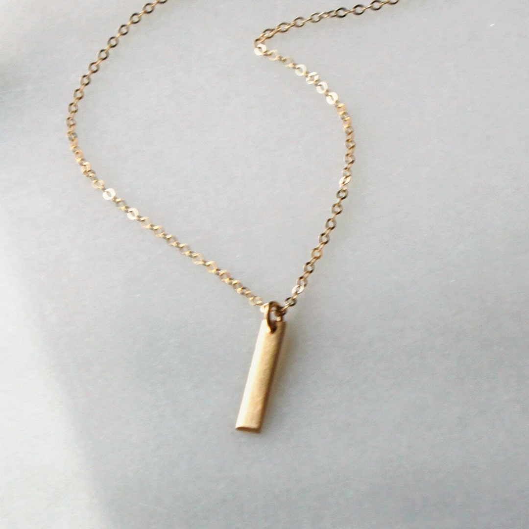 Vertical Bar Gold Chain Necklace Dainty Necklace for Women, Minimalist ...