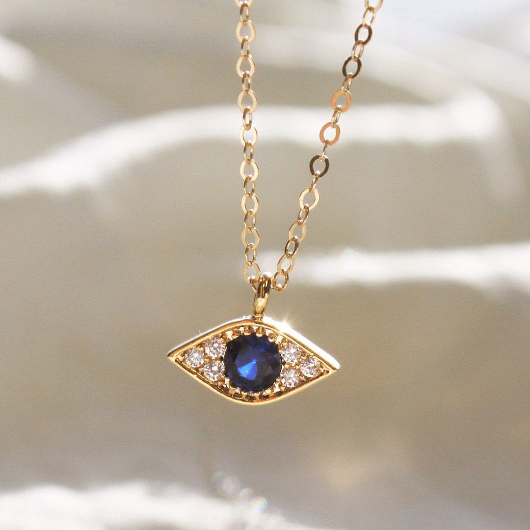 Tiny Evil Eye Necklace, Evil Eye Charm Necklace, Unique Gift, CZ & Gold ...