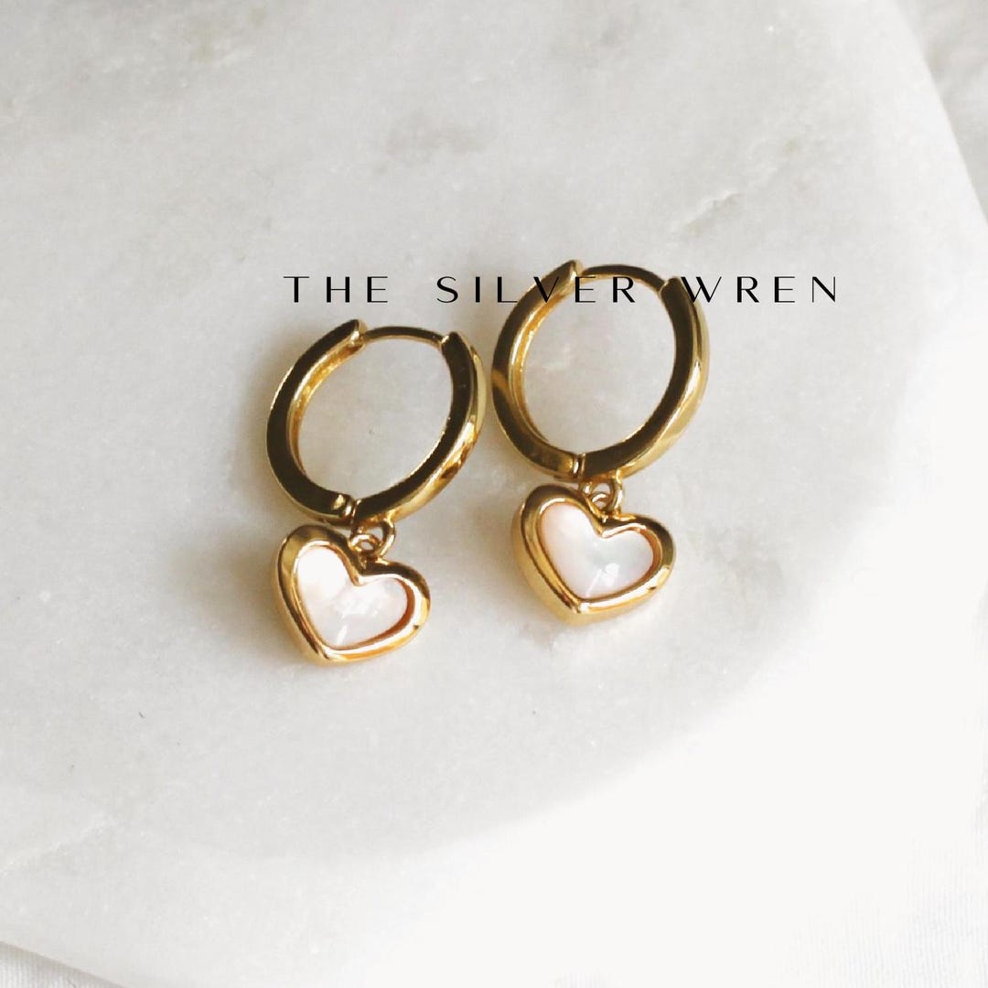 18kt Gold Hoop Earrings, Heart Gold Hoops, Huggie Hoop Earrings, Gifts ...