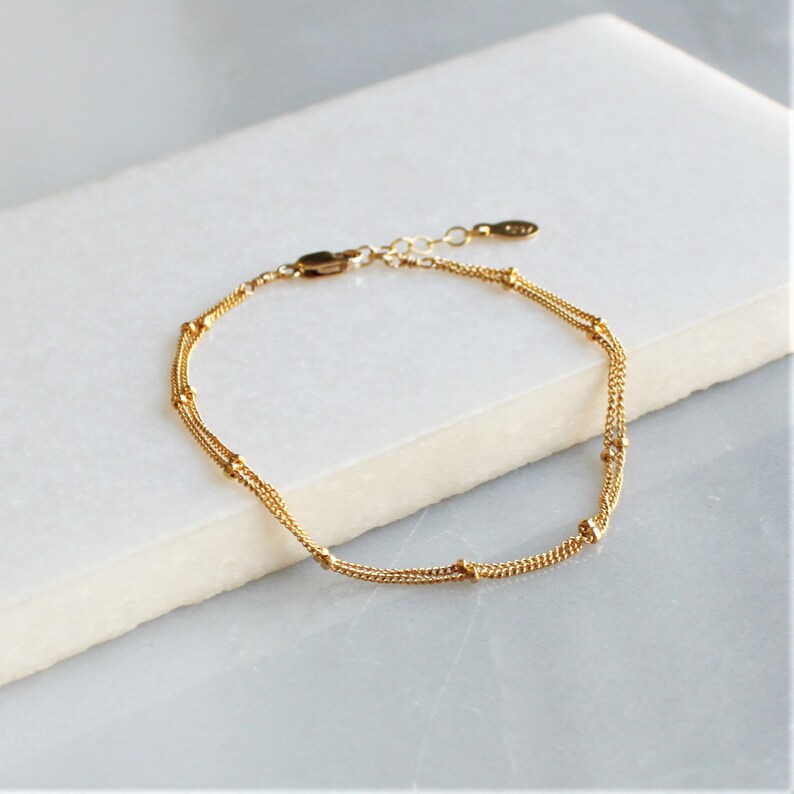Double Chain Bracelet Silver or Gold Chain Bracelet - Etsy