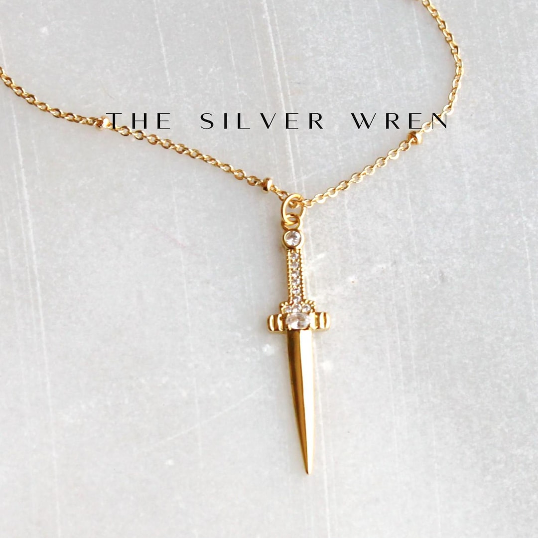 Gold Pendant Necklace, Sword Pendant Necklace Gold, Gold Necklace ...
