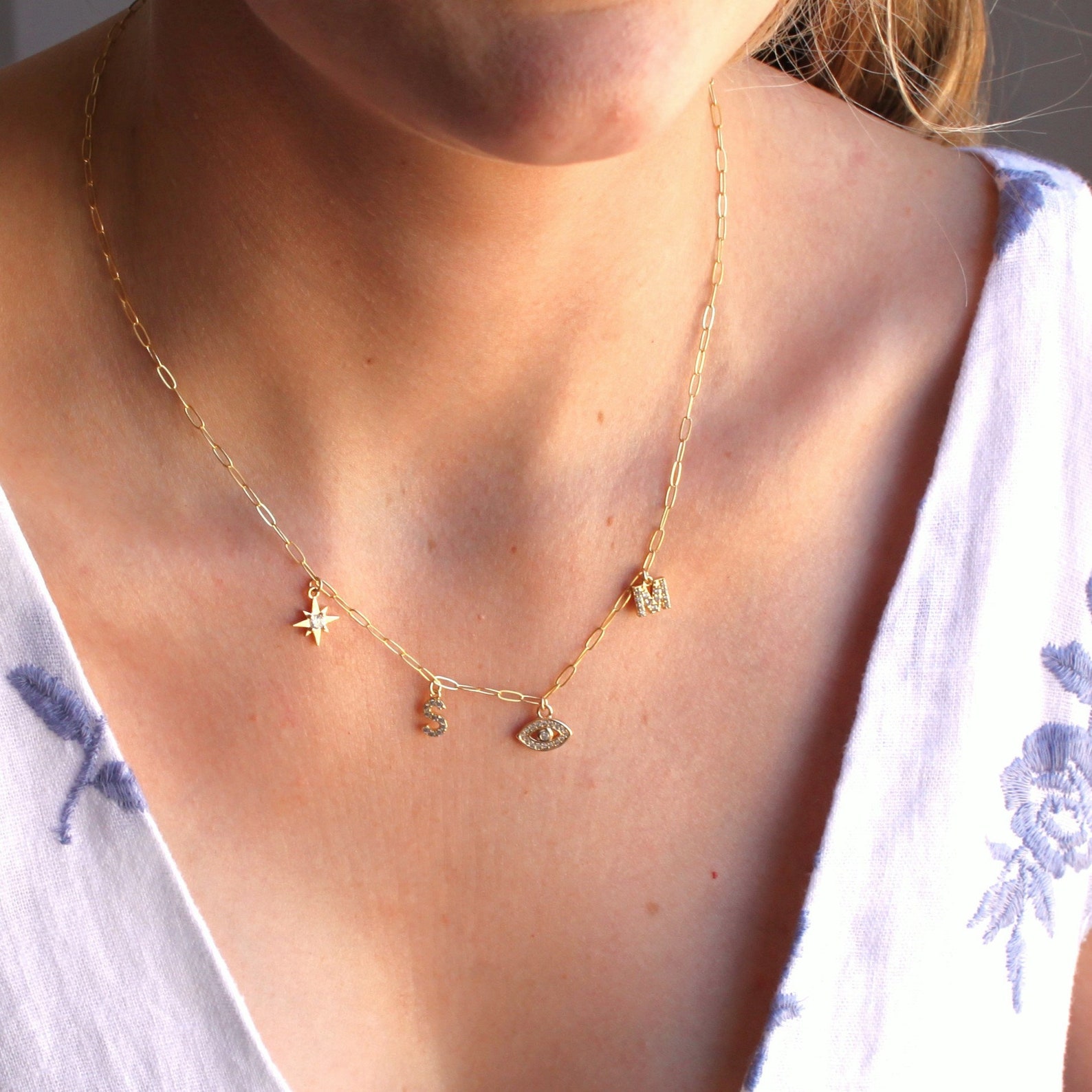 Dainty Multi Charm Necklace, Custom Multi Charm Necklace, Jewelry ...