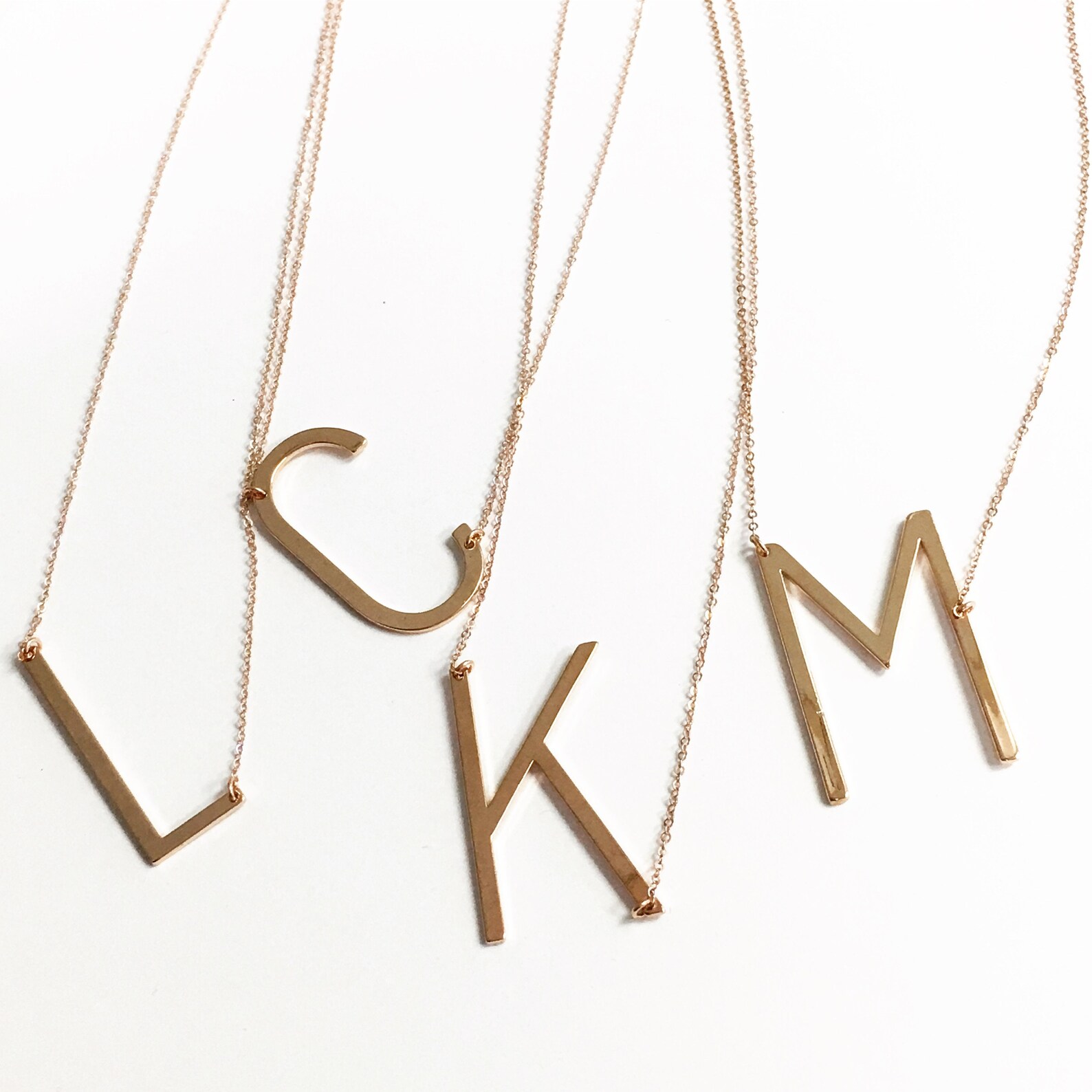 Big Letter Necklace ROSE Initial Necklace Personalized Gift | Etsy