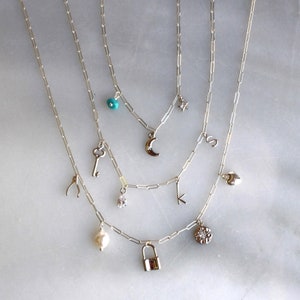 Silver Dainty Multi Charm Necklace, Gifts for Her, Custom Multi Charm ...