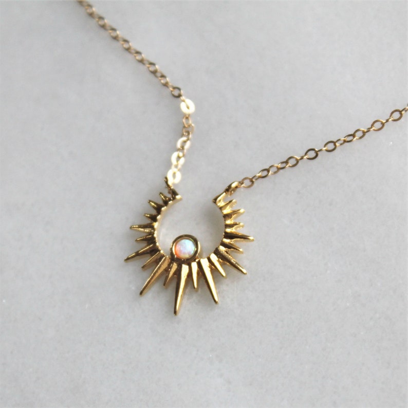 Opal Sun Necklace Dainty Necklace Opal Gift for Her - Etsy