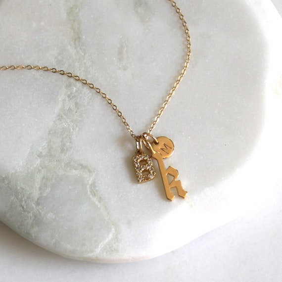 Jeweled initial necklace store