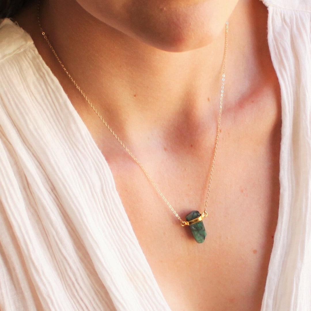 Natural Emerald Necklace for Women Handmade Jewelry Birthday - Etsy