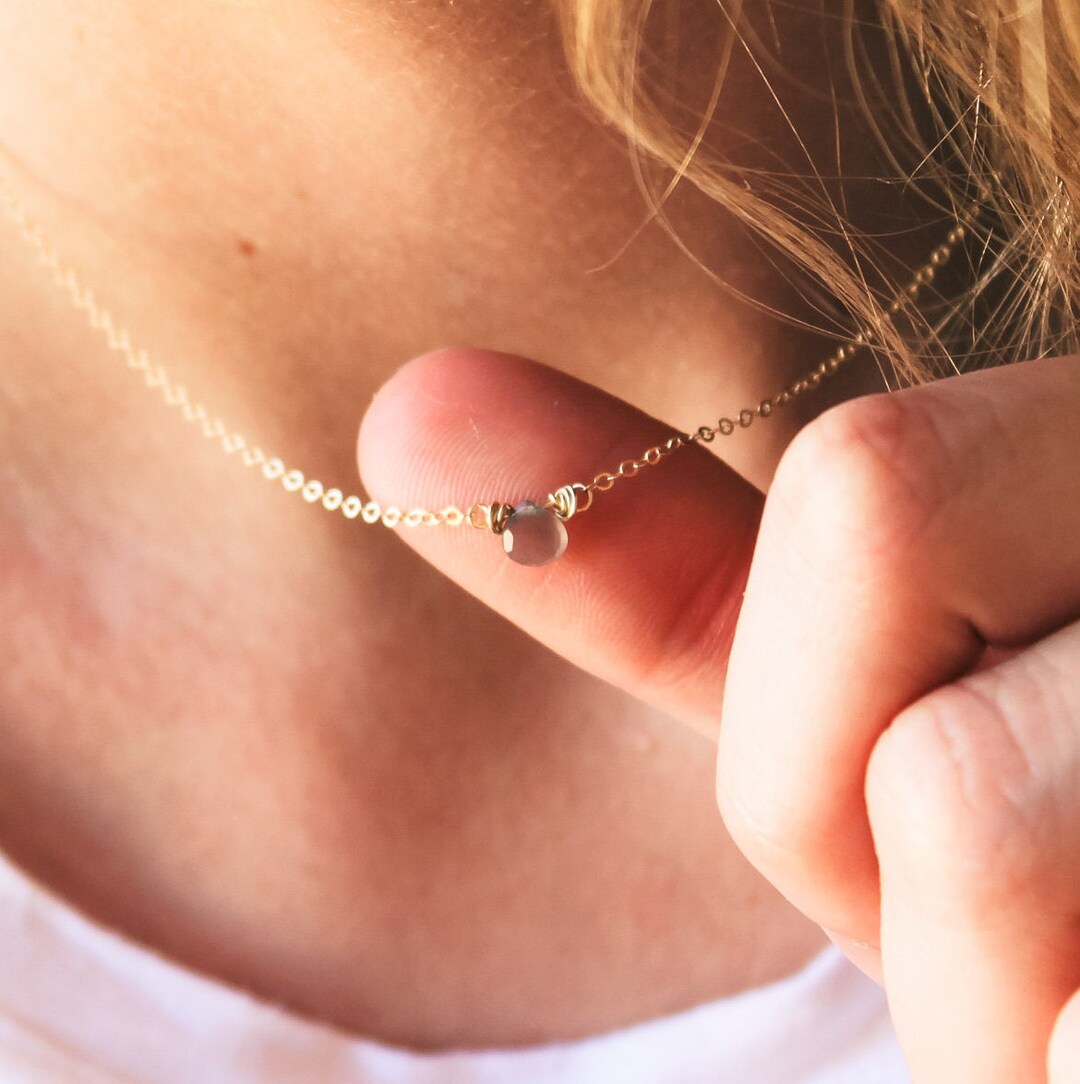 ULTRA TINY Gemstone Necklace Necklaces for Women Labradorite - Etsy