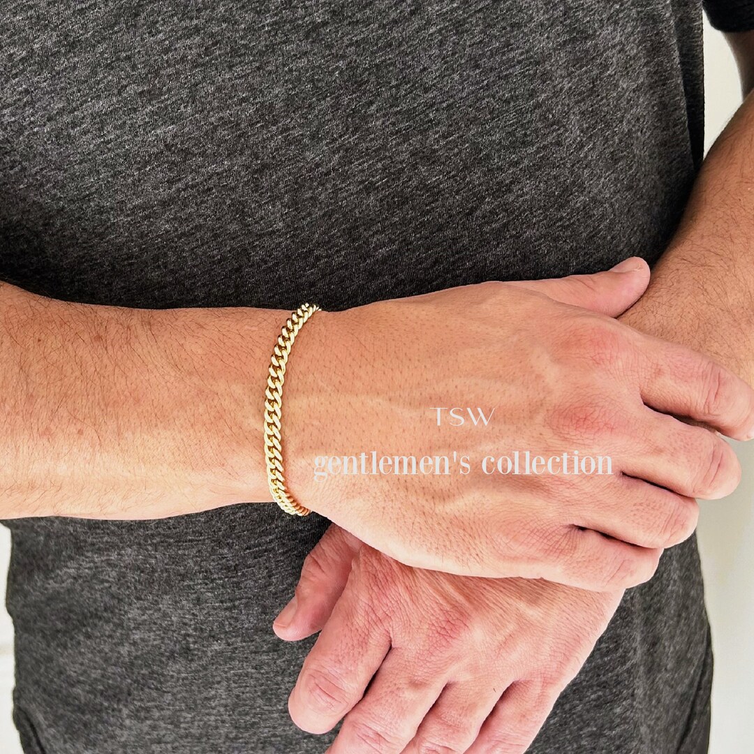 Gold Bracelets for Men, Jewelry for Men Gifts for Him, 6mm Curb Chain ...