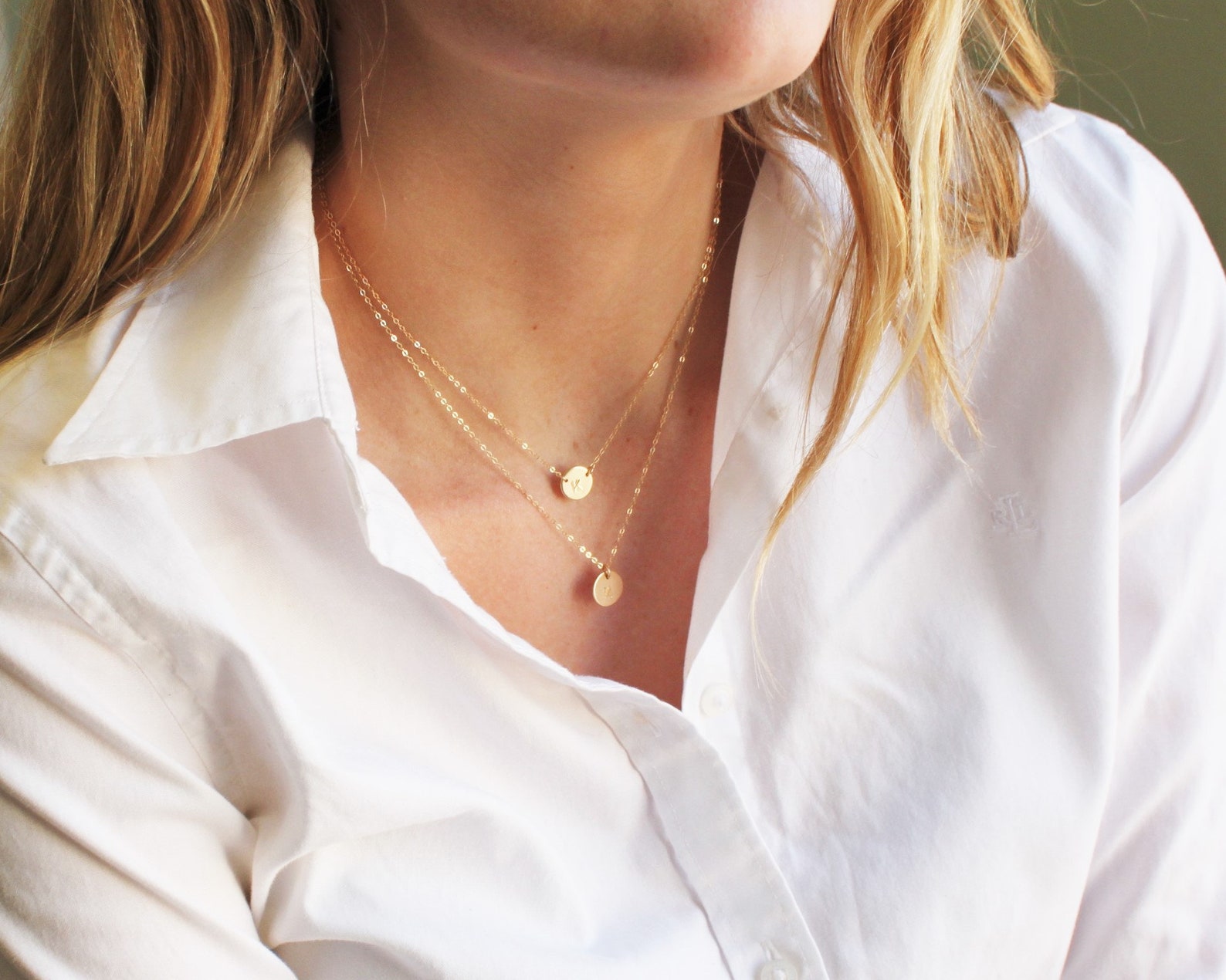 Dainty Layered Necklace Set of 2, Initial Necklace, Silver, Rose or ...