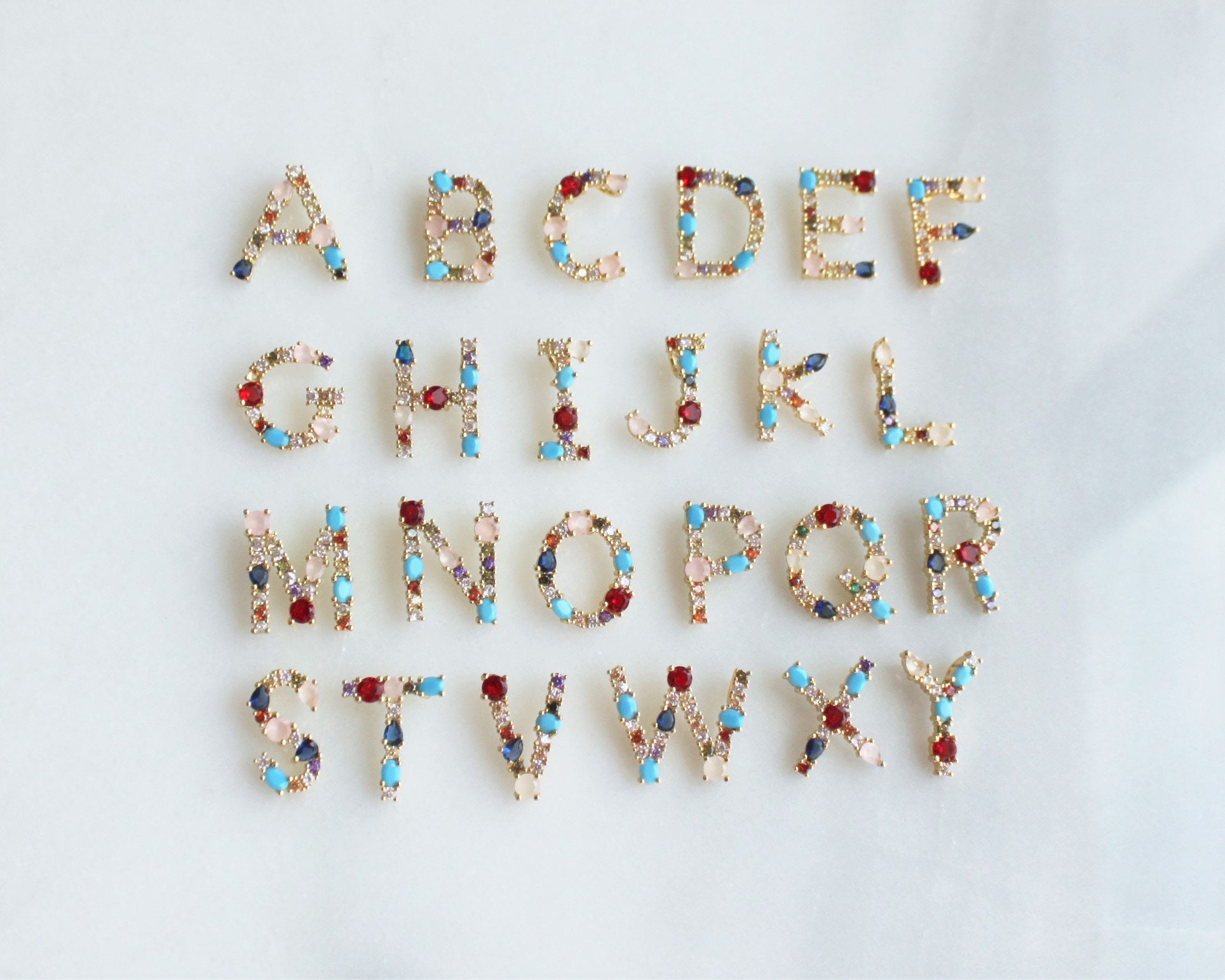 Letter Necklace Initial Necklace Jeweled Initial Necklace | Etsy