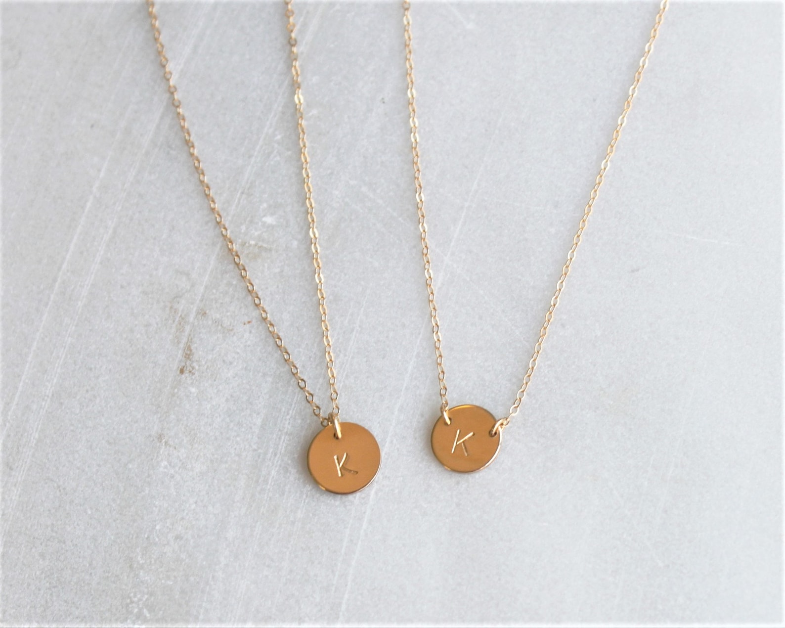 Dainty Layered Necklace Set of 2, Initial Necklace, Silver, Rose or ...