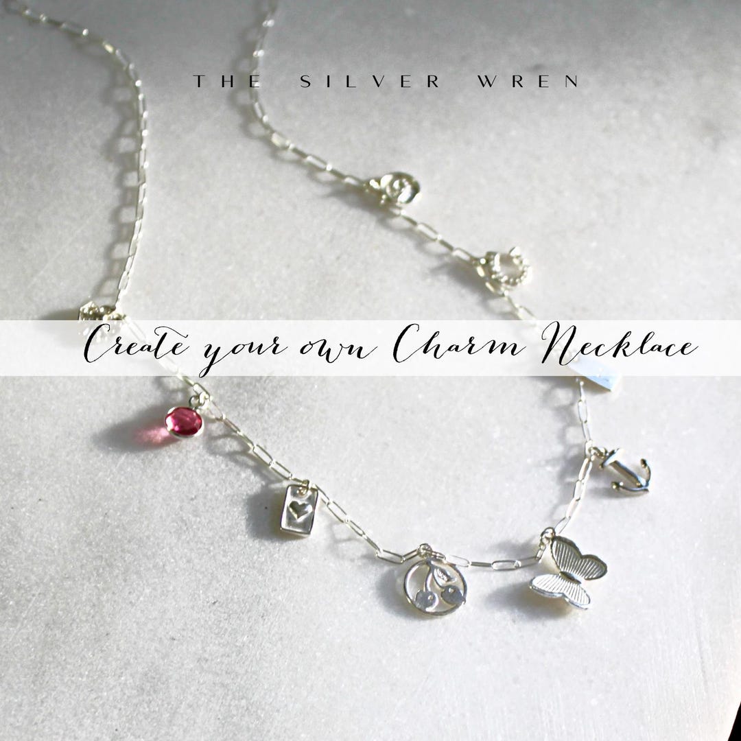 Silver Dainty Multi Charm Necklace, Gifts for Her, Custom Multi Charm ...