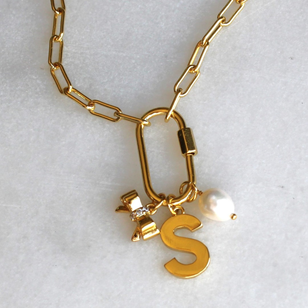 Carabiner Charm Necklace, Carabiner Gold Chain Necklace, Personalized Jewelry Necklace Gifts for ...