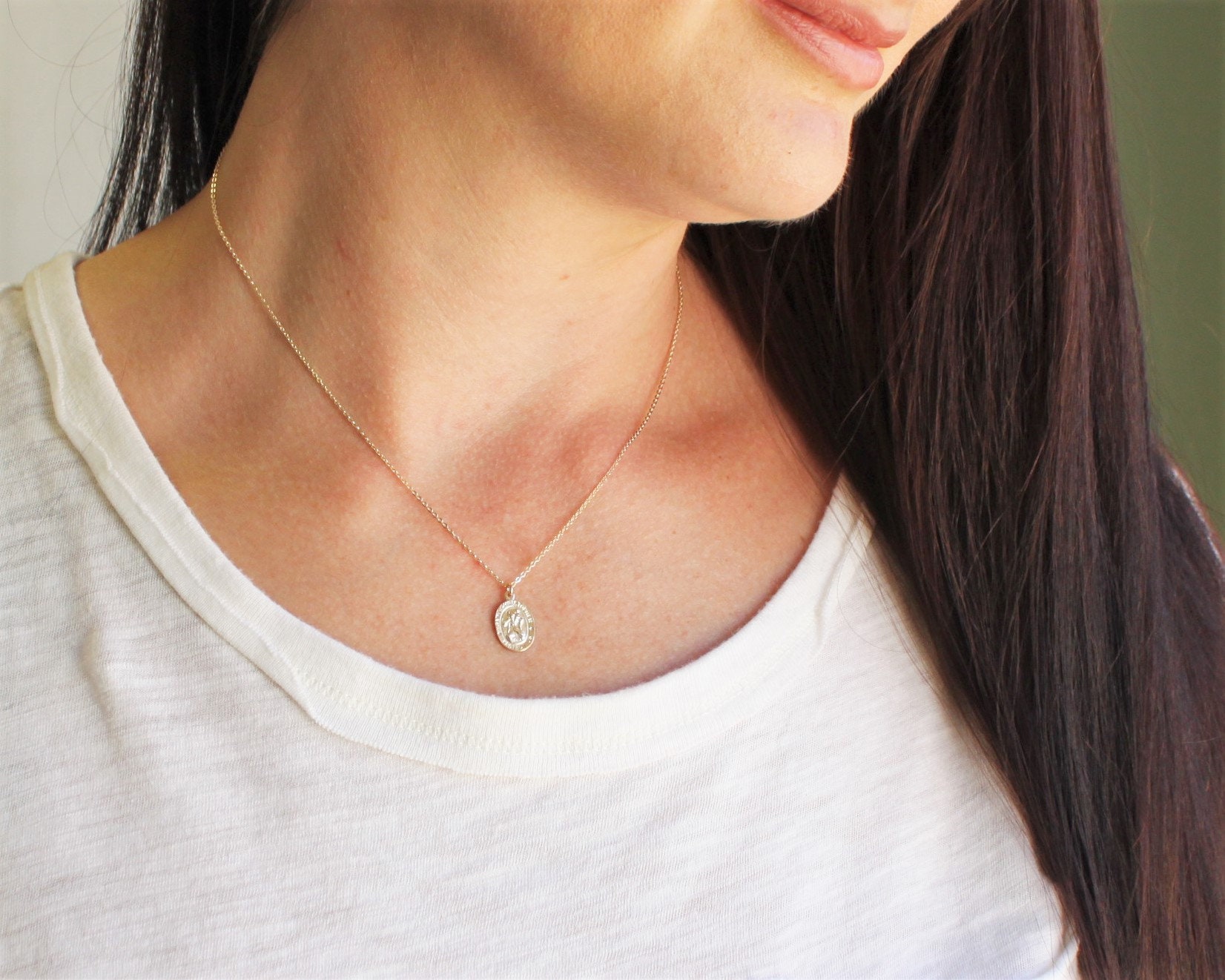 Medal Necklace Dainty Necklace Medallion Necklace Womens | Etsy