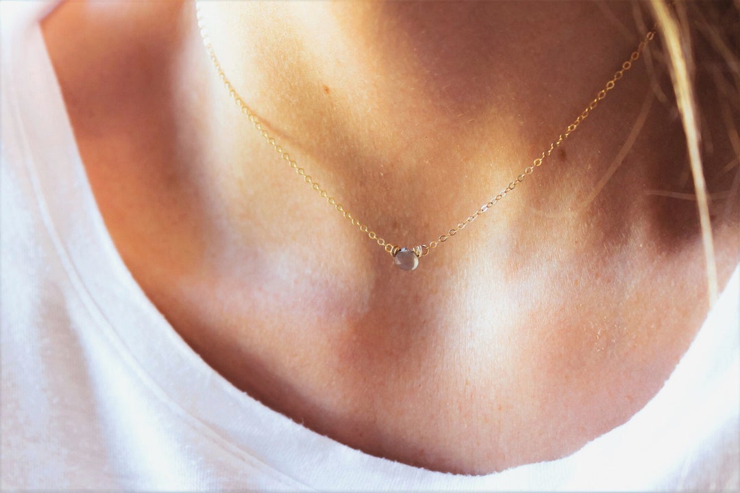 ULTRA TINY Gemstone Necklace Necklaces for Women Labradorite - Etsy