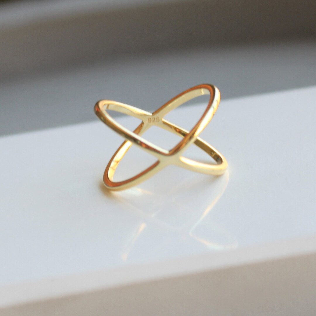Jewelry Gift, Stocking Stuffer for Her, Open X Gold Ring, Ring Gold ...