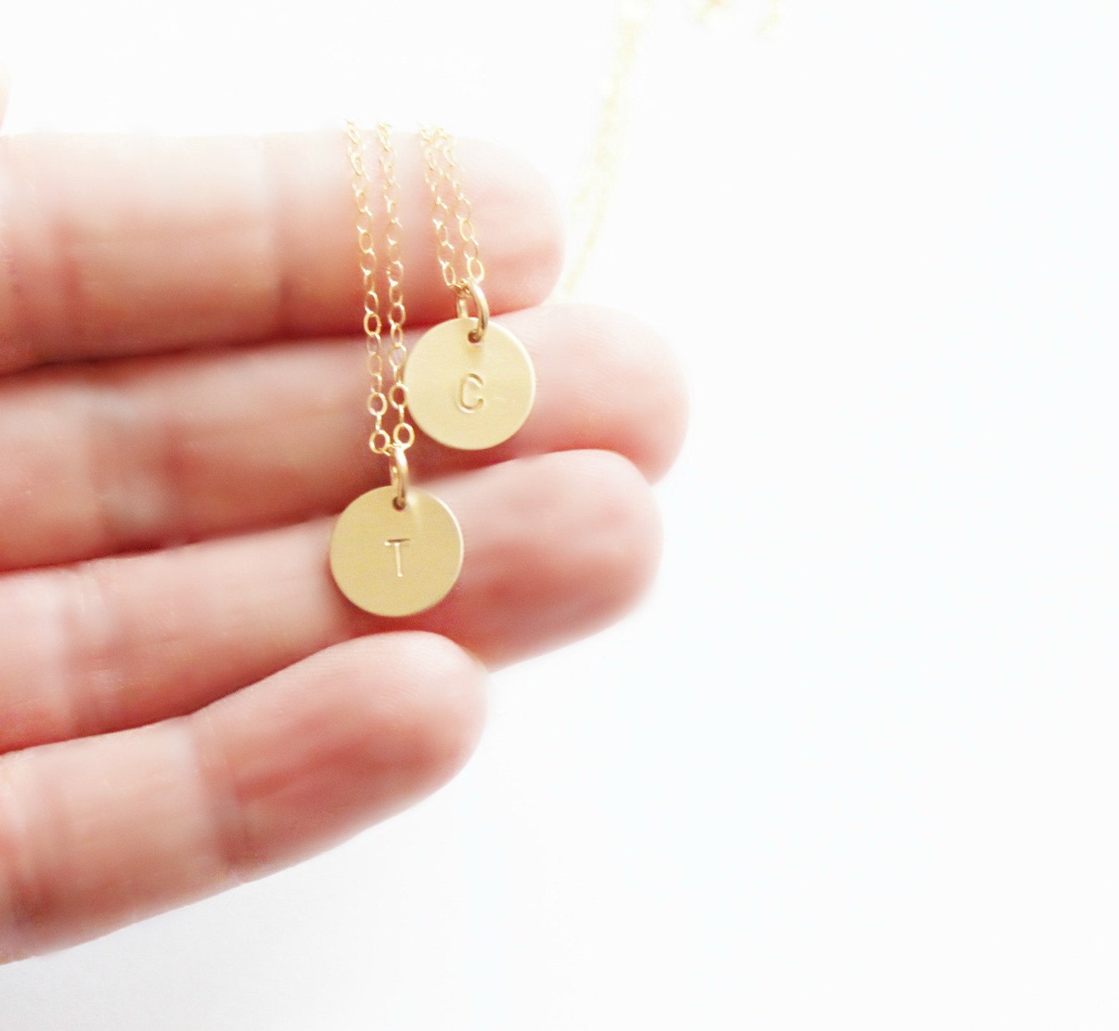 Layered Initial Necklace Set, Personalized Necklace, Silver, Rose or ...