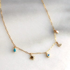 Dainty Multi Charm Necklace, Custom Multi Charm Necklace, Jewelry ...