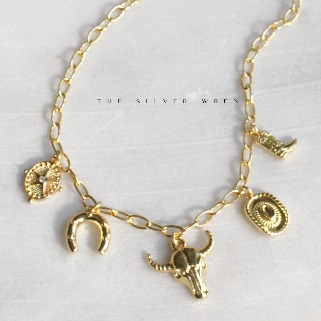 Western Multi Charm Necklace, Statement Necklace Jewelry for Her, Multi ...