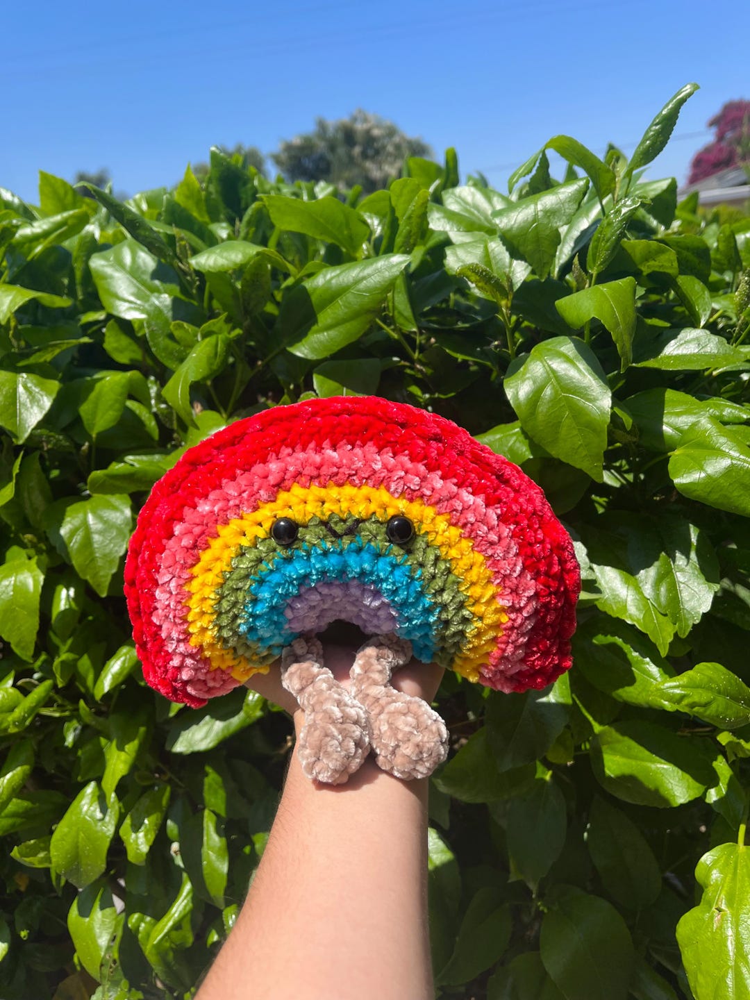 Custom Crochet Rainbow Plush, Rainbow Plushie, Stuffed Animals and ...