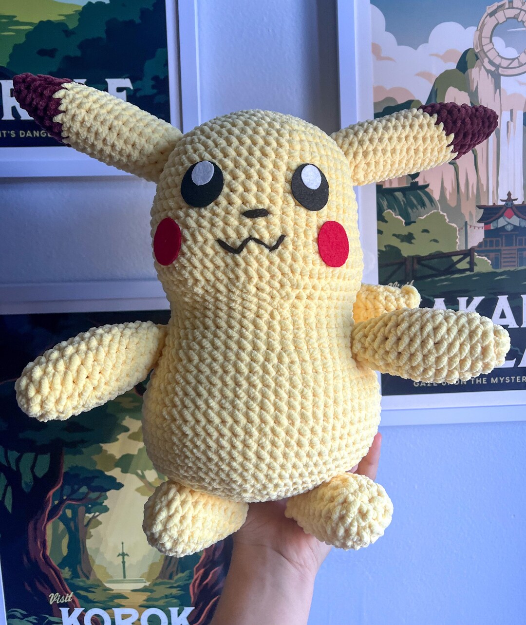Custom Crochet Electric Mouse Plush, Yellow Mouse Crochet Plushie ...