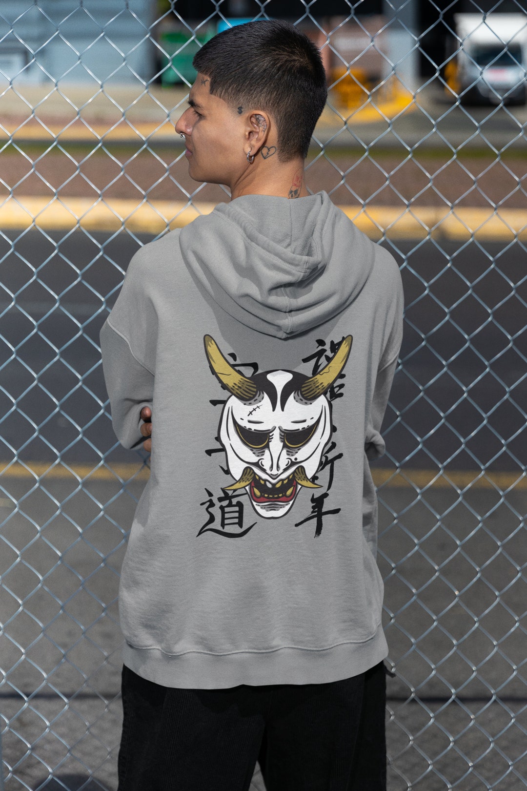 Retro Demon Hoodie Japanese Streetwear Unisex Grunge Style Vintage ...