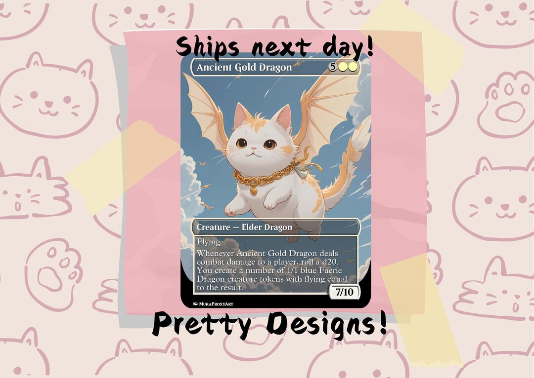 Ancient Gold Dragon MTG Cute Proxy Custom Alter Full Art Card Commander ...