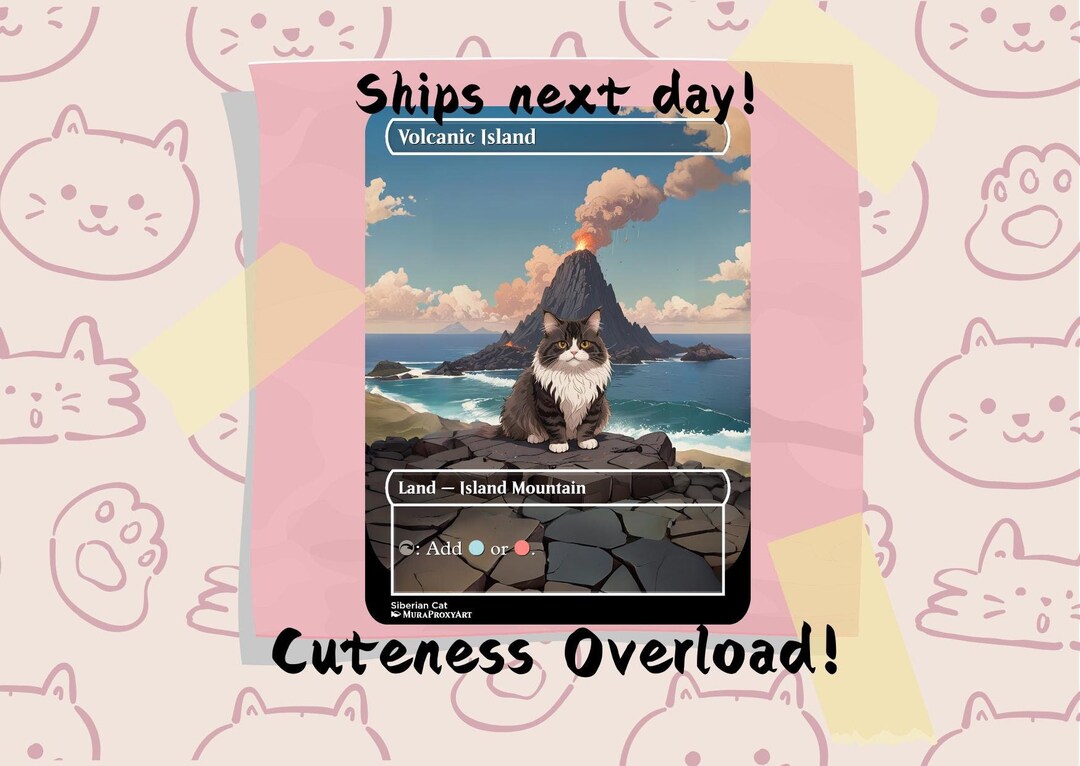Volcanic Island MTG Cute Dual Land Proxy Custom Alter Full Art Card ...