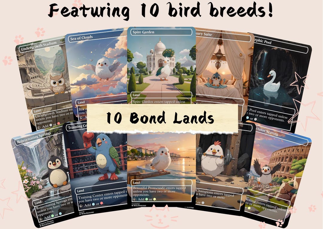 10 Bond Lands MTG Cute Bird Proxy Custom Alter Full Art Card Commander ...