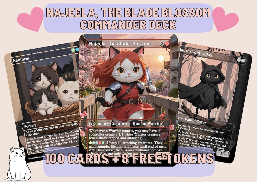 Najeela MTG Proxy Commander Deck, 100 Cards 8 Free Tokens Cute Custom ...