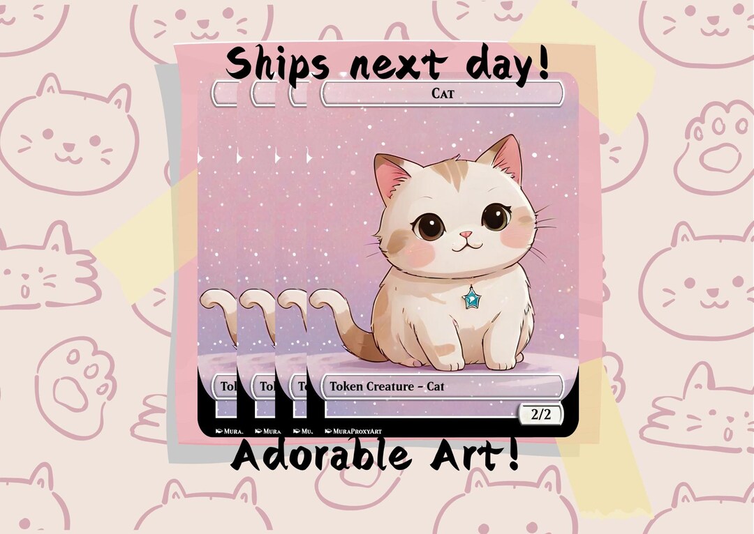 4 Cat Tokens 2/2 MTG Cute Proxy Custom Alter Full Art Card Commander ...
