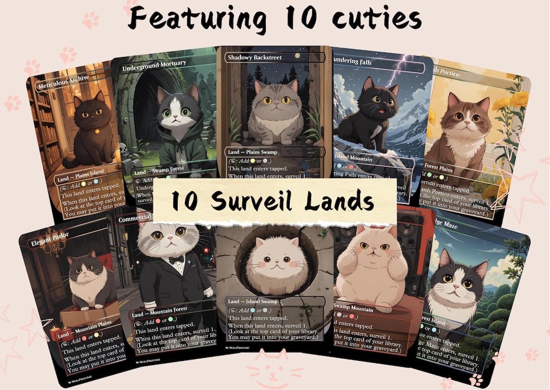 10 Cute Surveil Lands - Cute Cat Proxy | Custom Alter Full Art Card ...