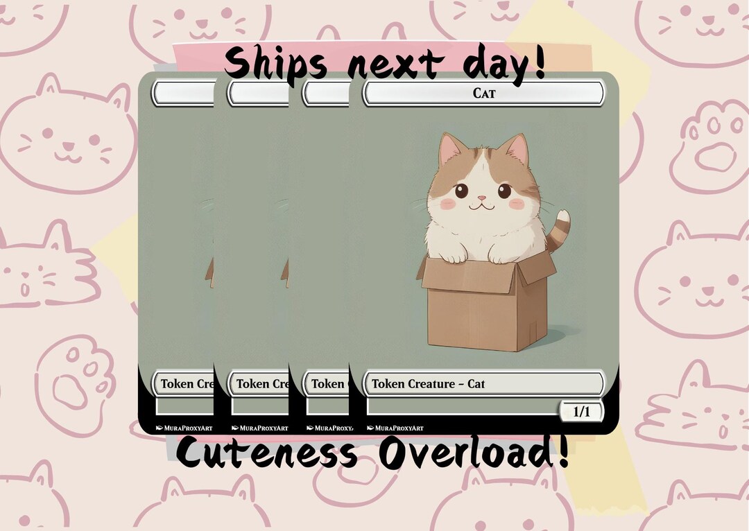 4 Cat Tokens White 1/1 - Cute Proxy | Custom Alter Full Art Card ...