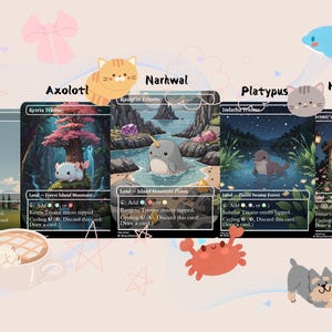 10 Triome Lands MTG Cute Animal Proxy Custom Alter Full Art Card ...