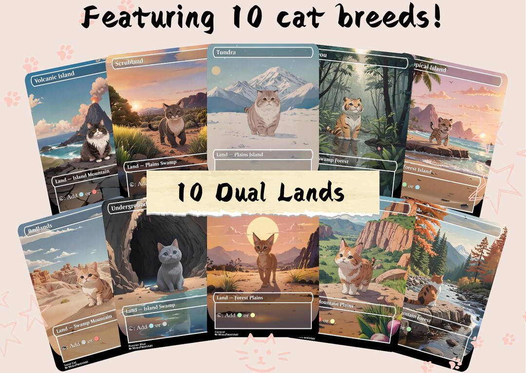 10 Dual Lands - Cute Cat Proxy | Custom Alter Full Art Card | Commander ...
