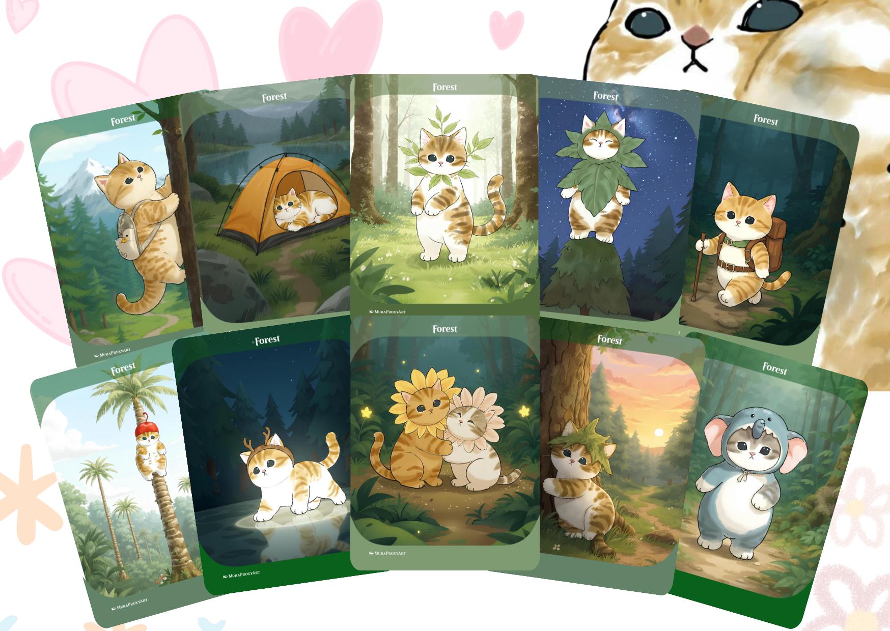 50 Basic Lands Chubby Cute Cat | Cute Proxy | Swamp Mountain Forest ...