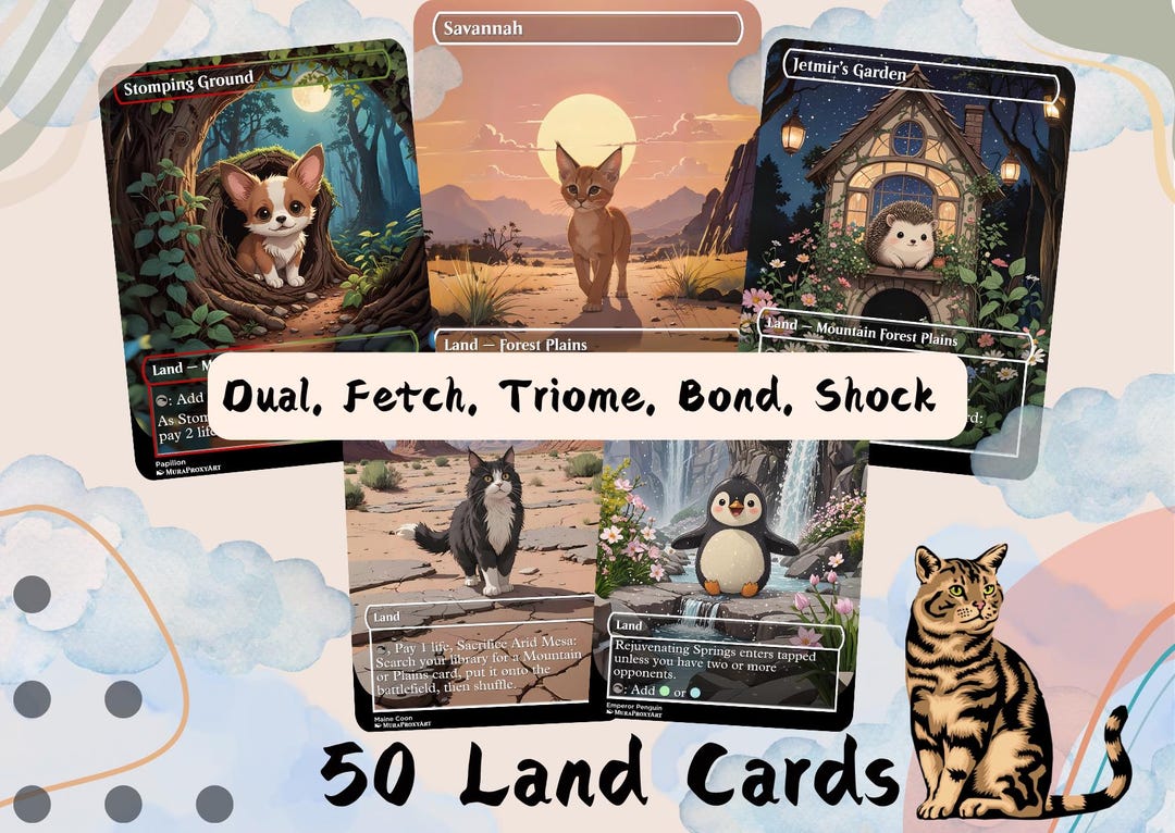 50 Land Bundle - Cute Proxy | Dual Bond Triome Fetch Shock - Etsy