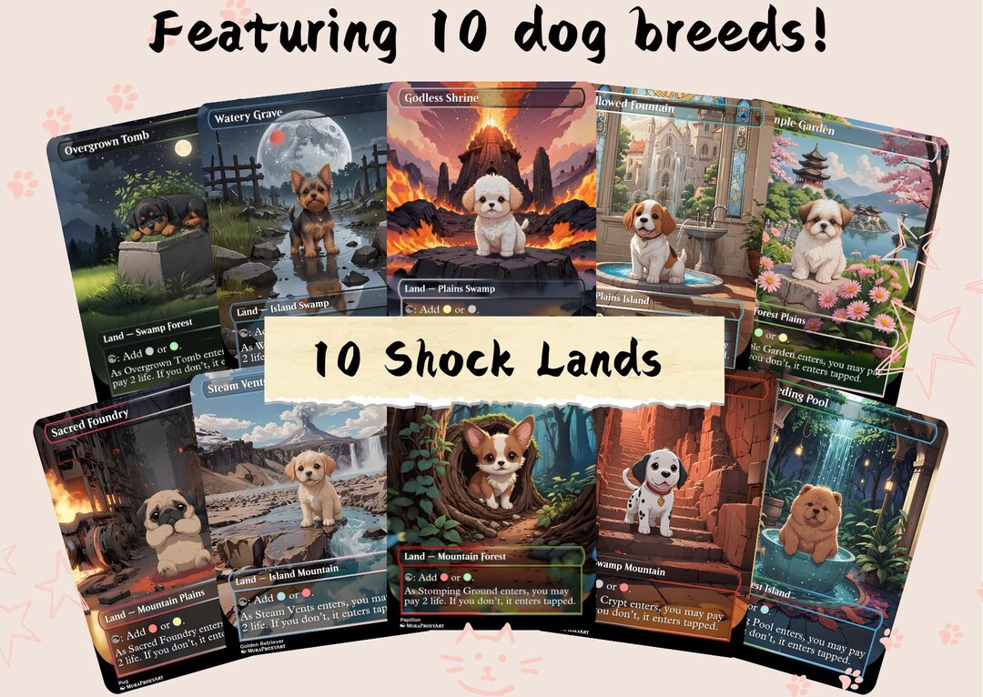 10 Shock Lands - Cute Dog Proxy | Custom Alter Full Art Card ...