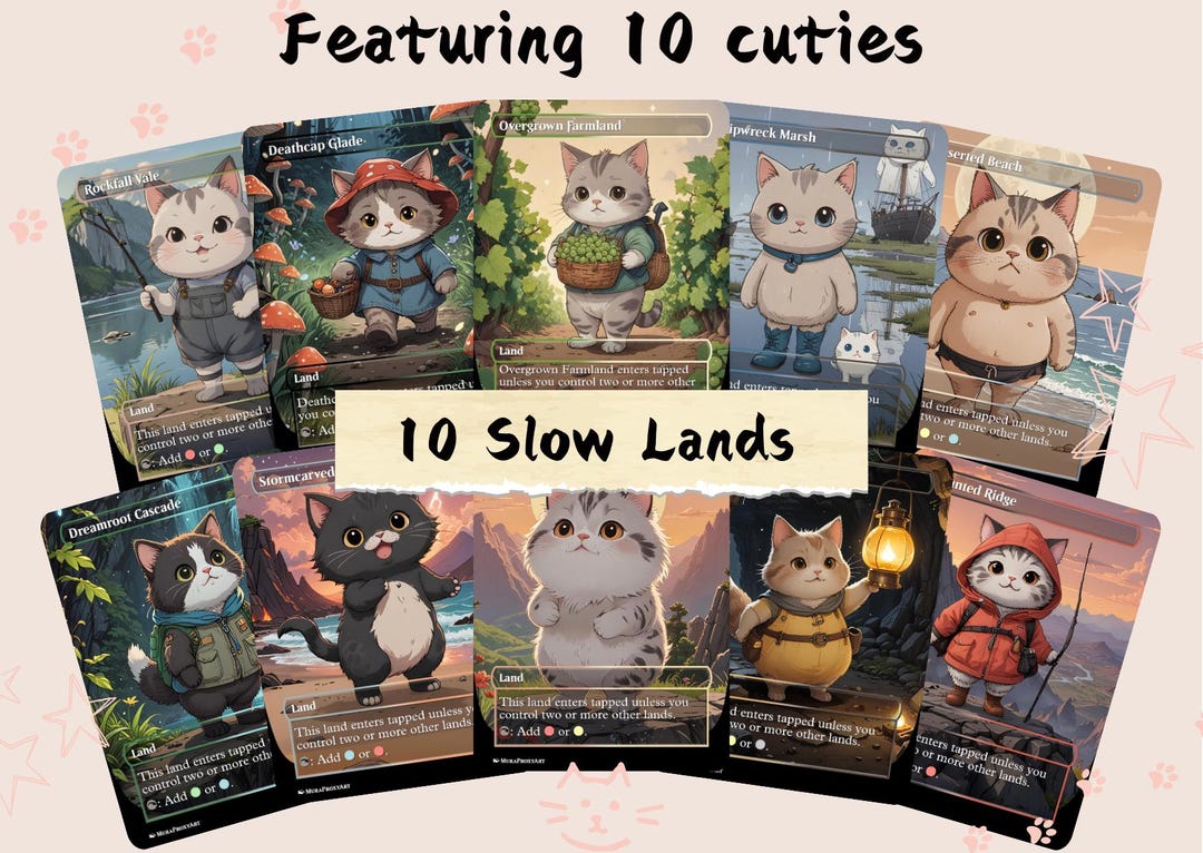 10 Cute Slow Lands - Cute Cat Proxy | Custom Alter Full Art Card ...