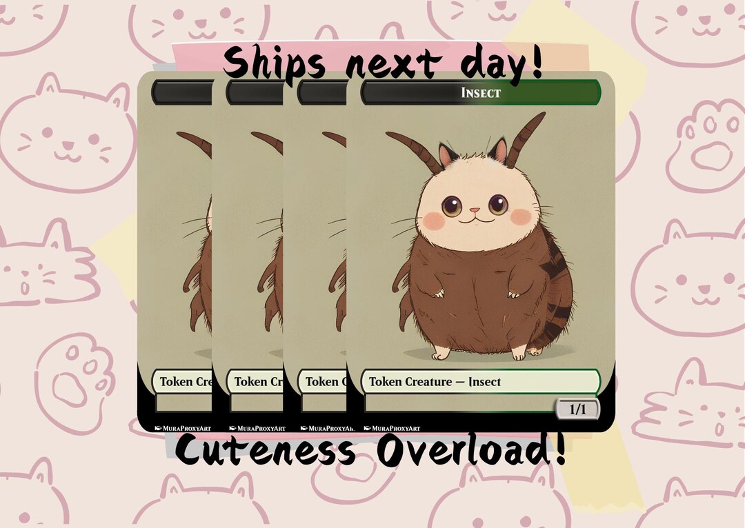 4 Insect Tokens Black Green 1-1 - MTG Cute Proxy | Custom Alter Full ...