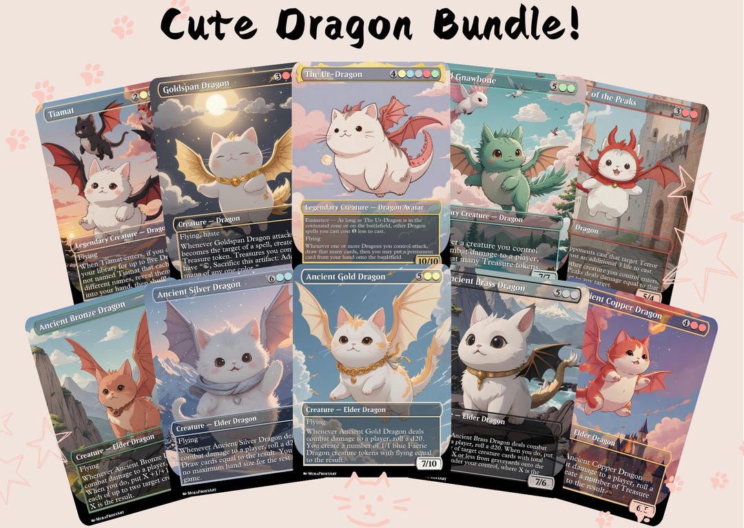 10 Cat Dragons Bundle - Cute Proxy | Custom Alter Full Art Card ...