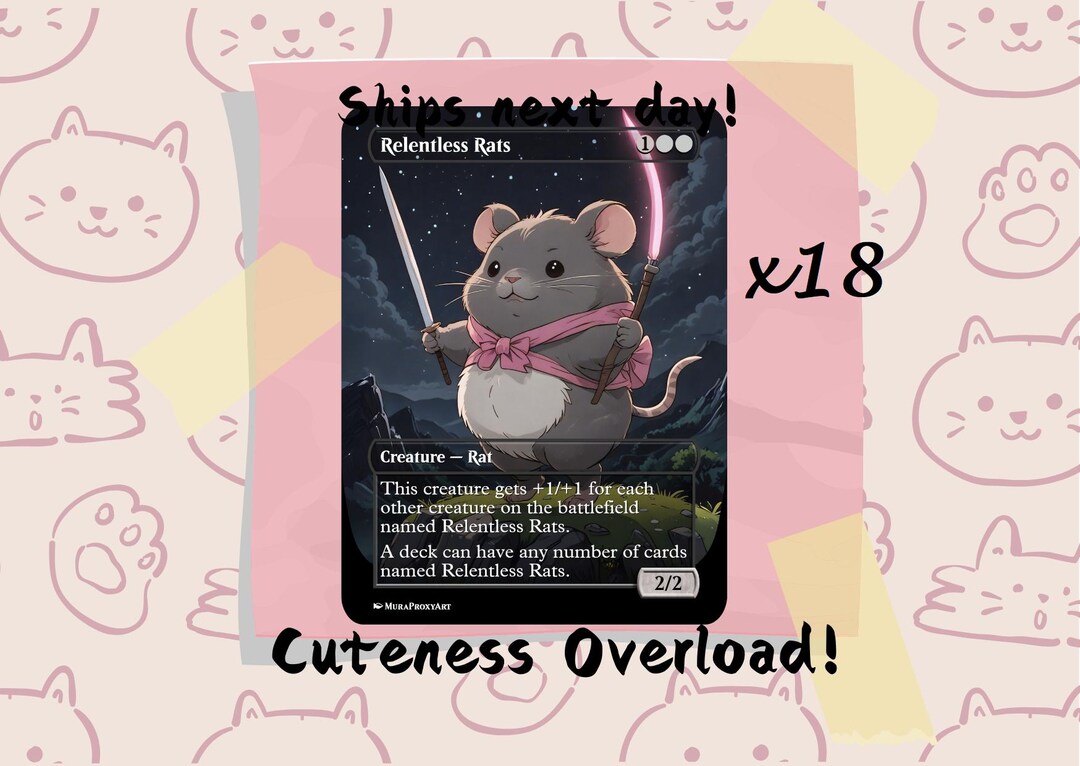 18 Relentless Rats - Cute Proxy | Custom Alter Full Art Card | Commander EDH | Muraproxyart - Etsy